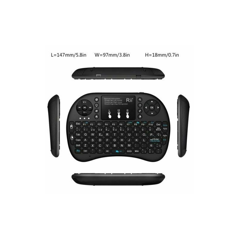 Teclado Smart TV Rii 8 con touchpad y retroiluminación con LED de colores