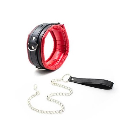 fetish Addict collar con correa de metal e interior acolchado